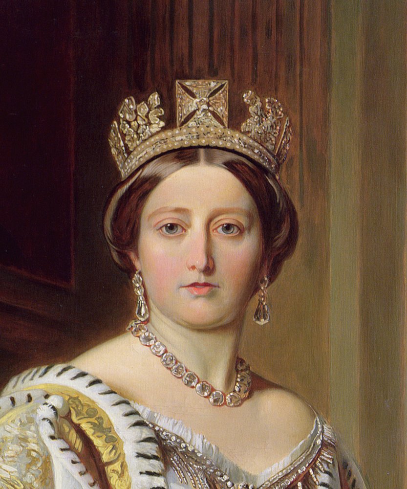 Retrato da Rainha Vitória, 1859 óleo sobre tela detalhe de 192754