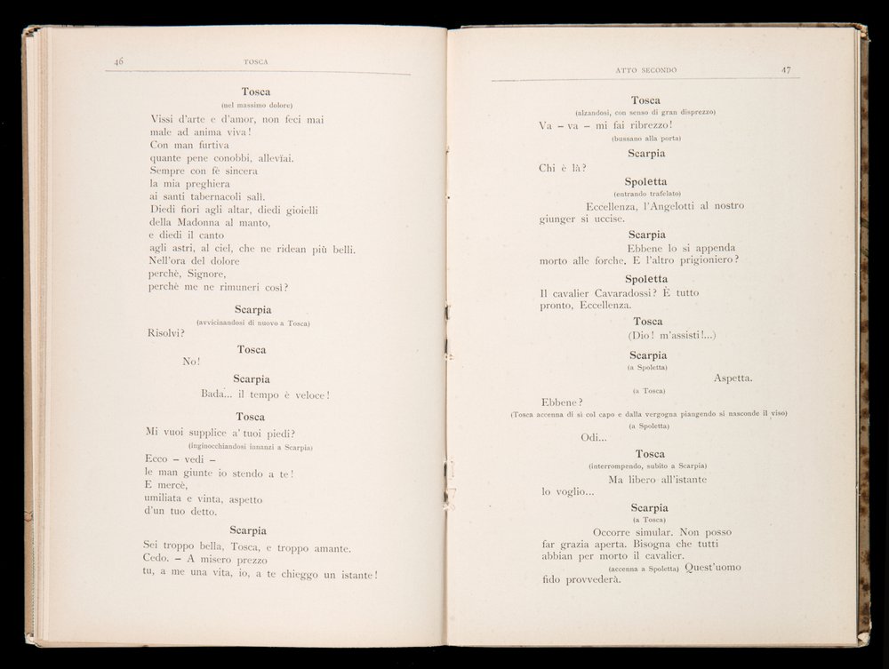 Libretto de Tosca por Giacomo Puccini, Edição Ricordi, Itália