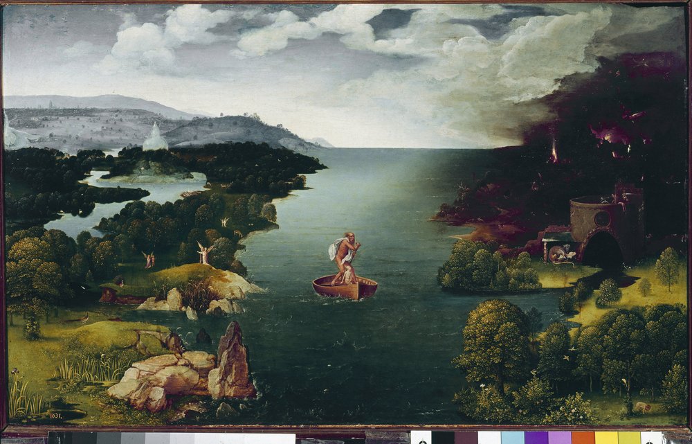 Paisagem com Charon Crossing the Styx. (óleo sobre madeira, c.1515-1524)