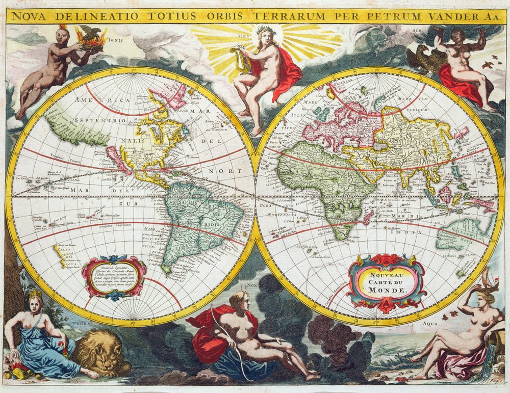 Mapa do mundo, início do século XVIII | Pieter Van der Aa