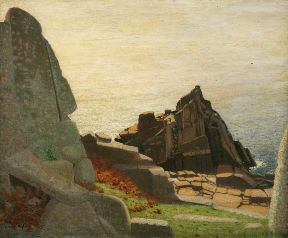 Abaixo de Carn Barges (rochas abaixo de Lamorna) (óleo sobre tela)