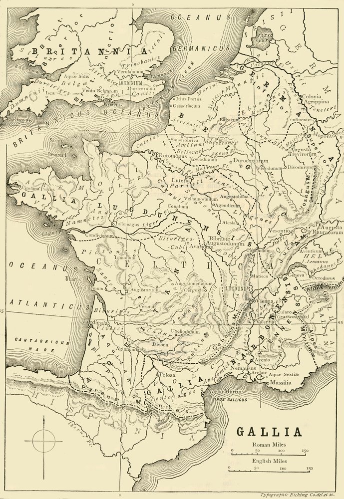 Mapa Da Galia Mapa Antigo De 1897 Da GERMANIA, GALLIA. Império