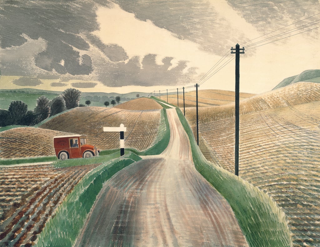 Paisagem de Wiltshire, 1937 (aquarela) | Eric Ravilious