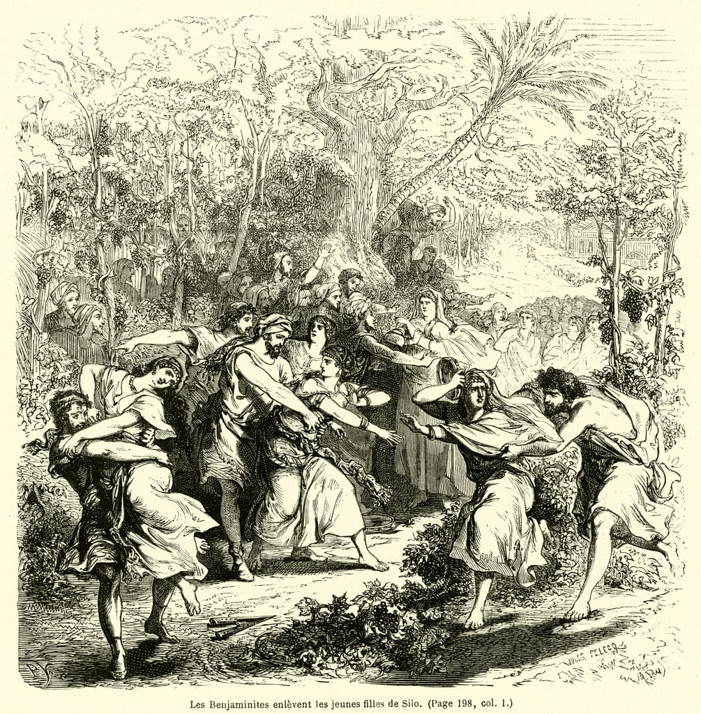 Os benjaminitas raptam as meninas de Shiloh (gravura)