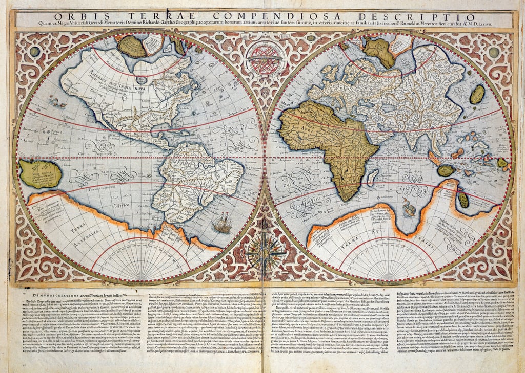 Mapa do Mundo Duplo Hemisfério, 1587 | Gerardus Mercator