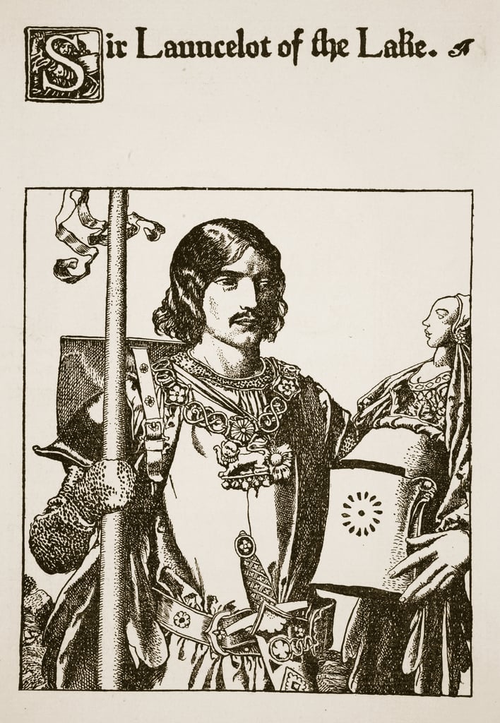 Sir Lancelote do Lago, ilustração de &A História dos Campeões da Mesa ...