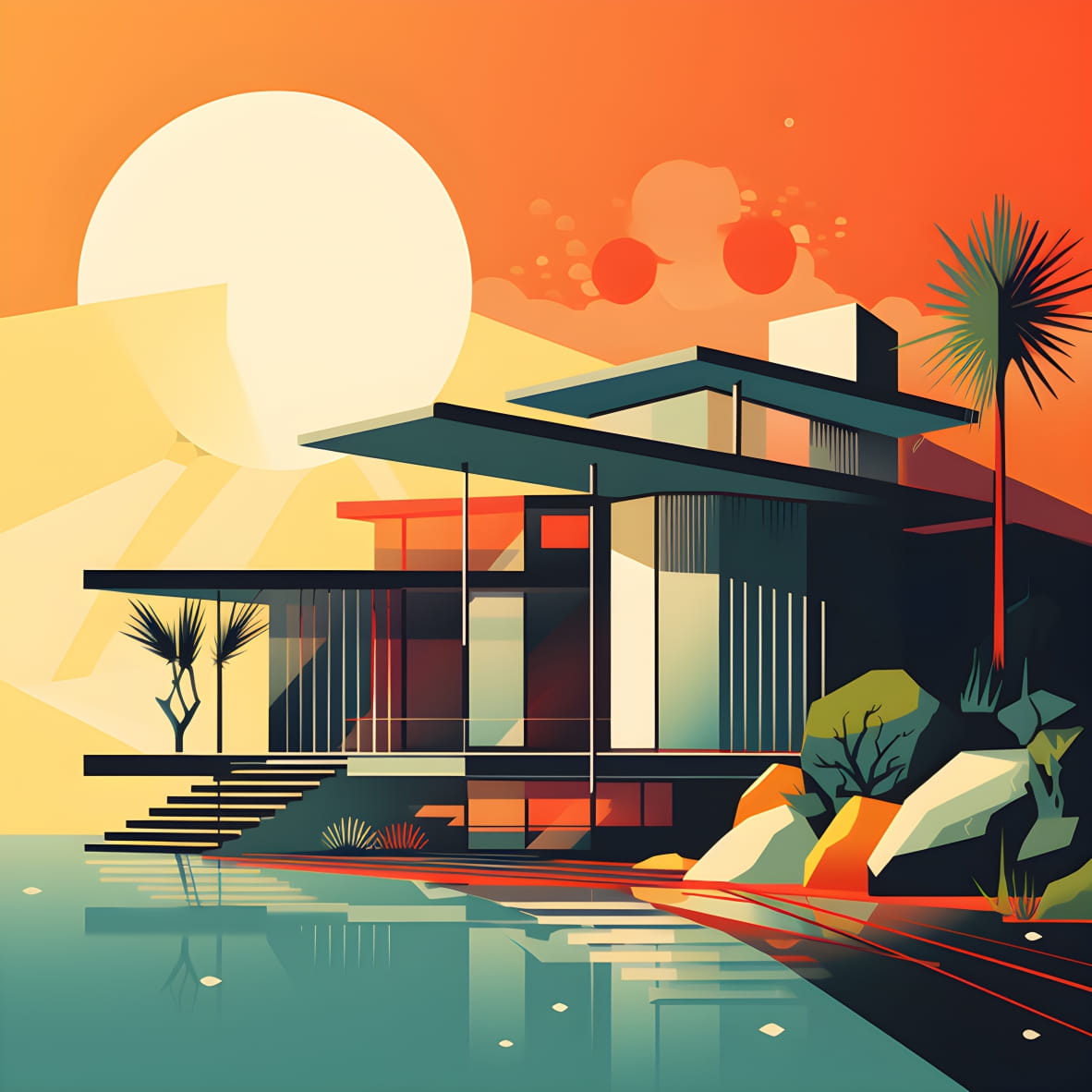 Gráficos de design moderno de meados do século 4