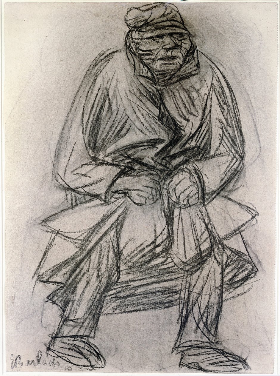 Figura de um mendigo. Desenho de Ernst Barlach (1870-1938) New York ...
