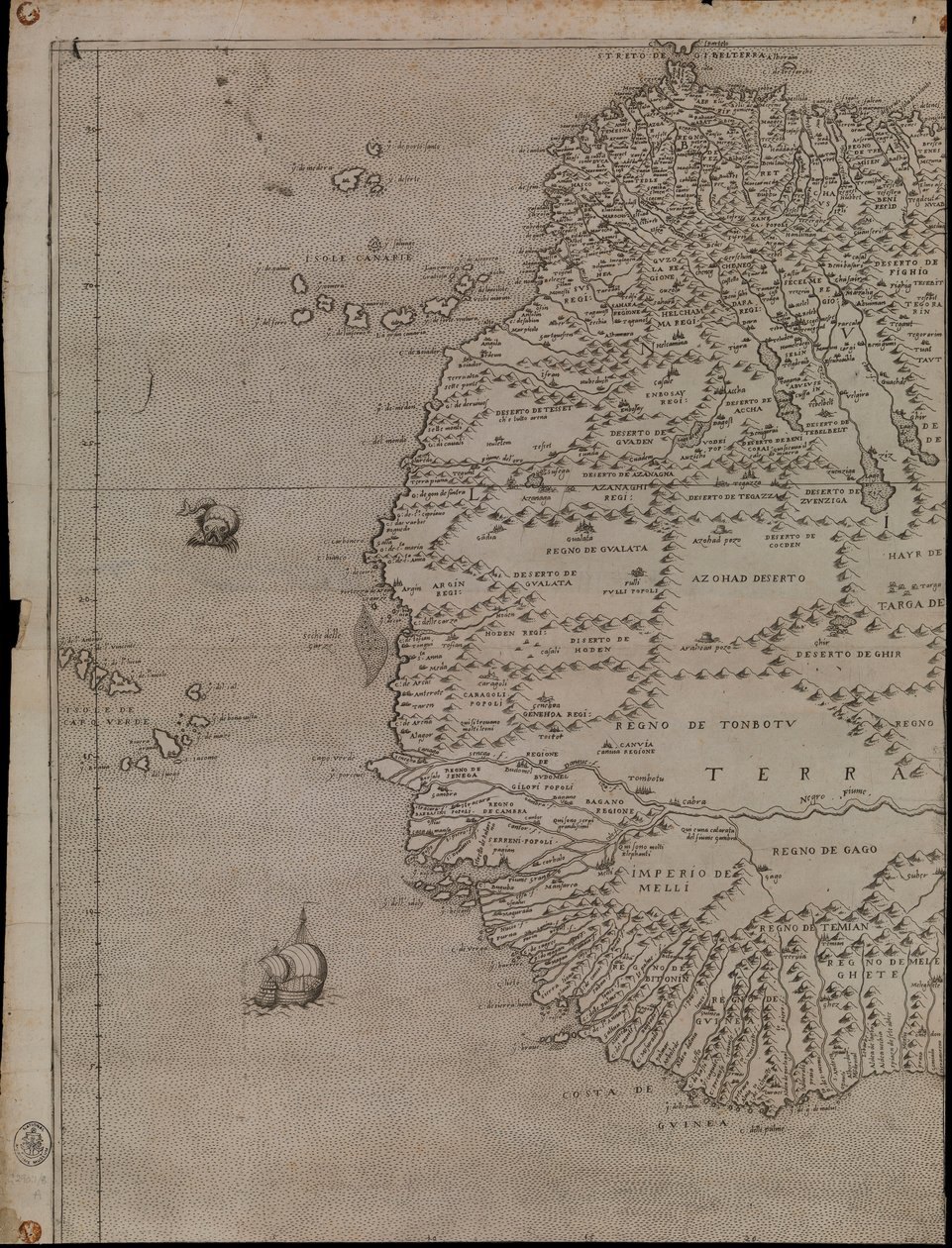 Mapa de África | Giacomo Gastaldi | Impressão de arte