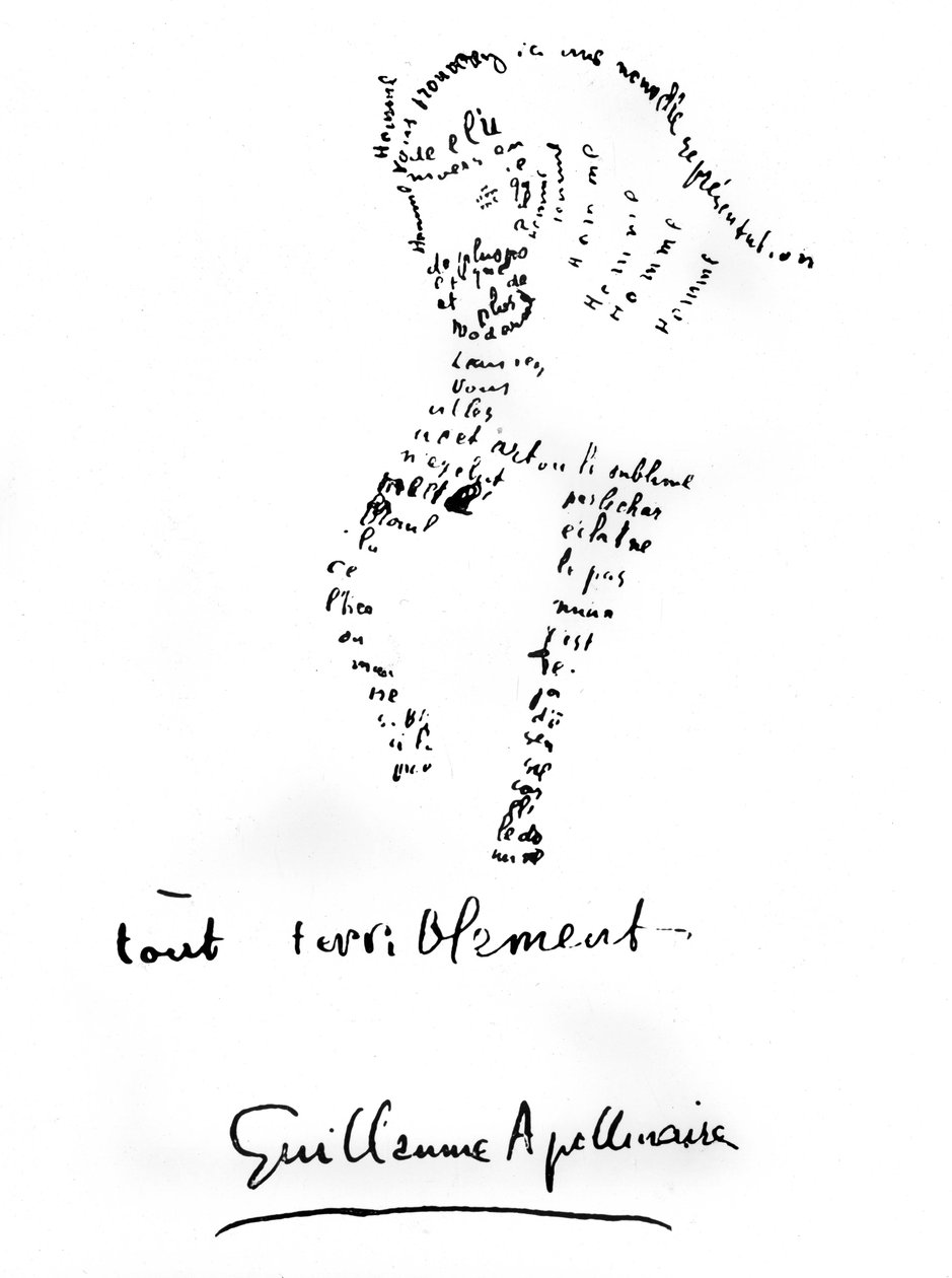 Caligrama de cavalo 1917 (gravura) | Impressão de arte