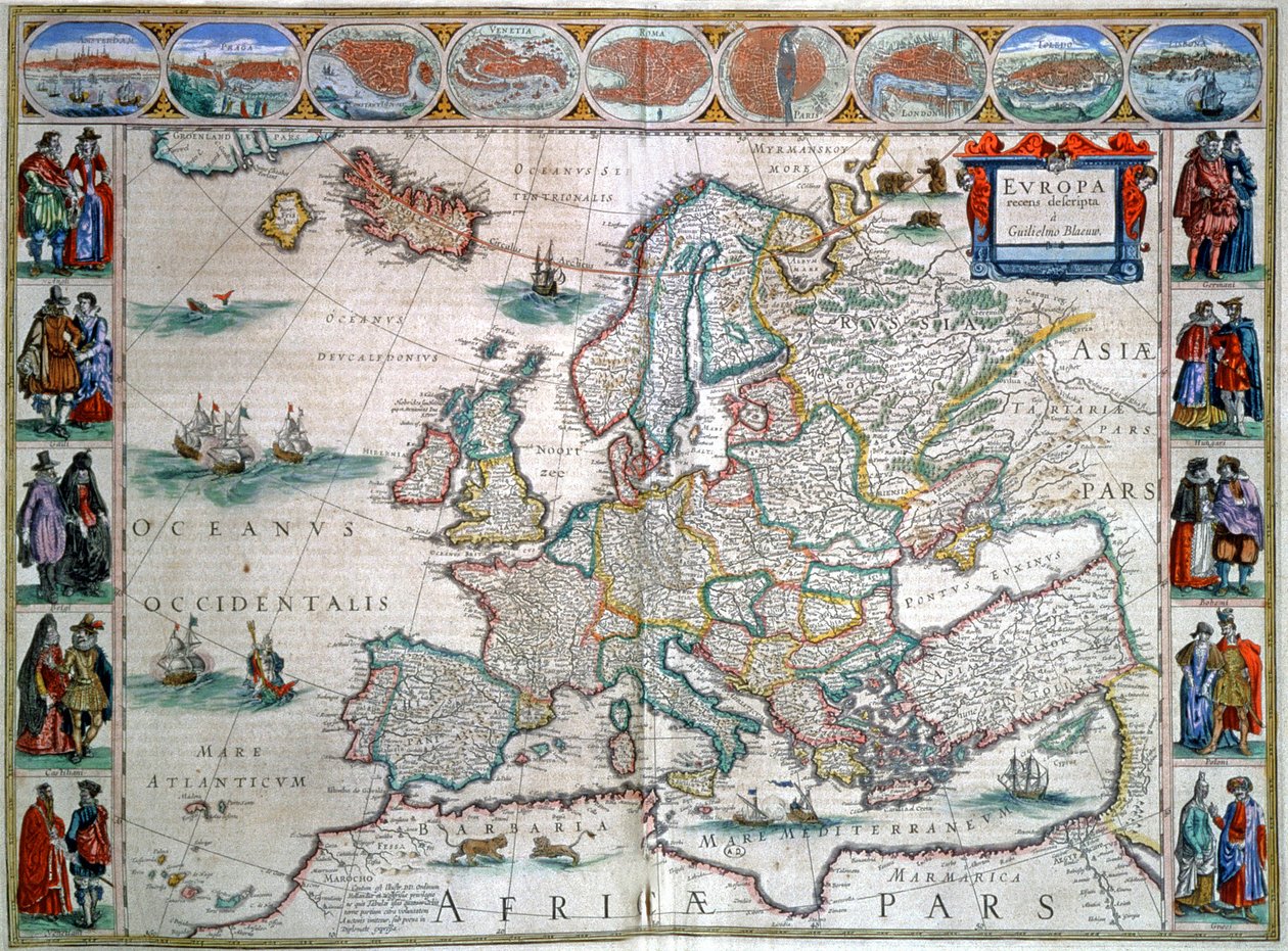 Mapa da Europa | Joan Blaeu | Impressão de arte
