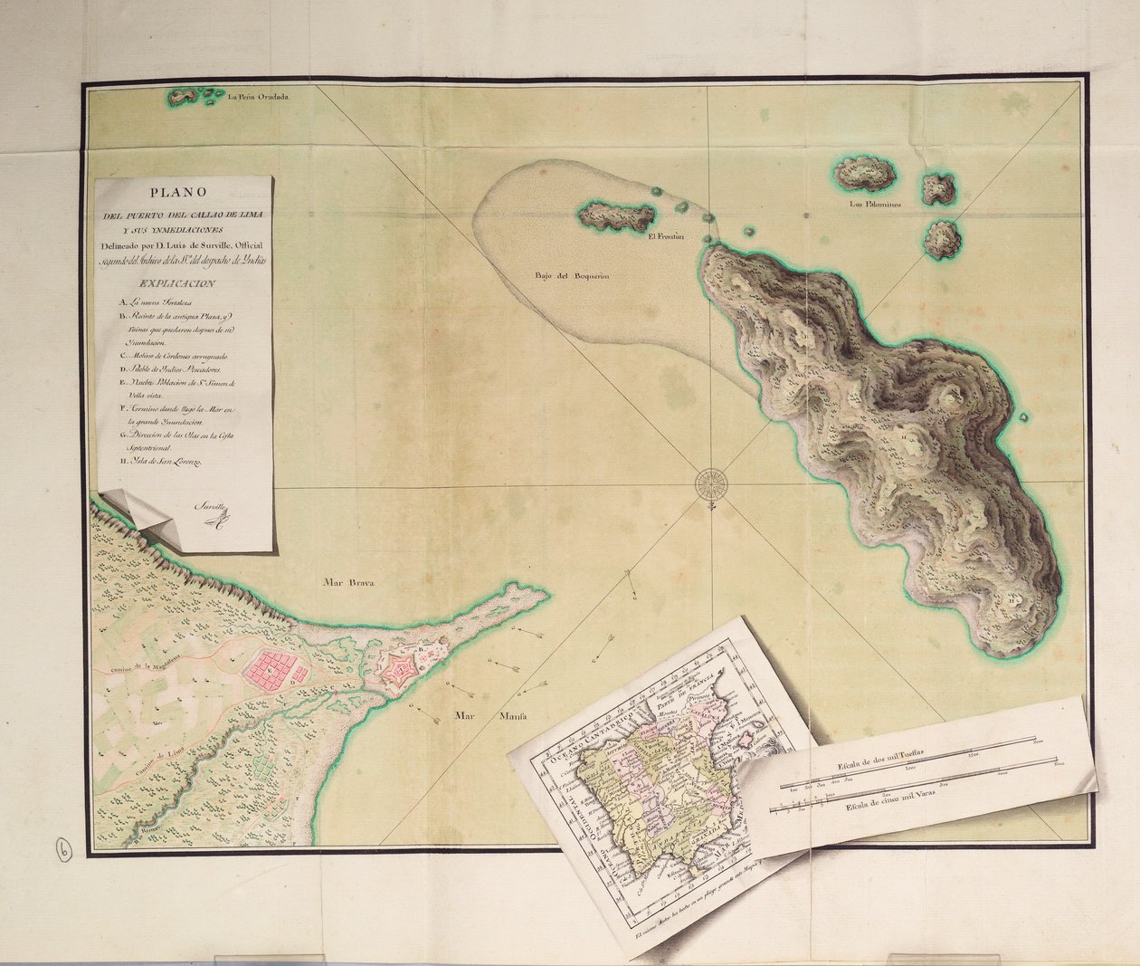 Mapa de Callao e Lima | Luis de Surville | Impressão de arte