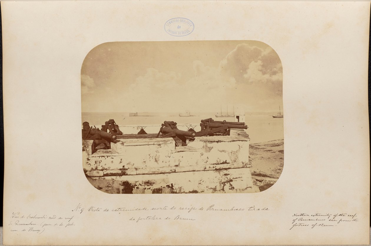 Vista da extremidade norte do recife de Pernambuco tirada da fortalera ...