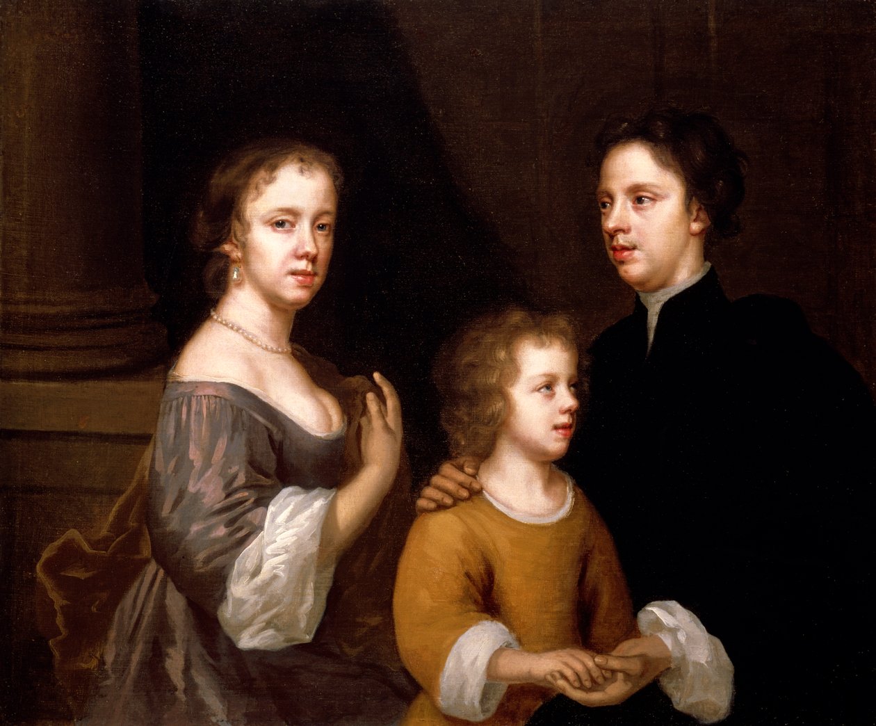 Auto-retrato com marido, Charles e filho, Bartholomew, c.1659-60