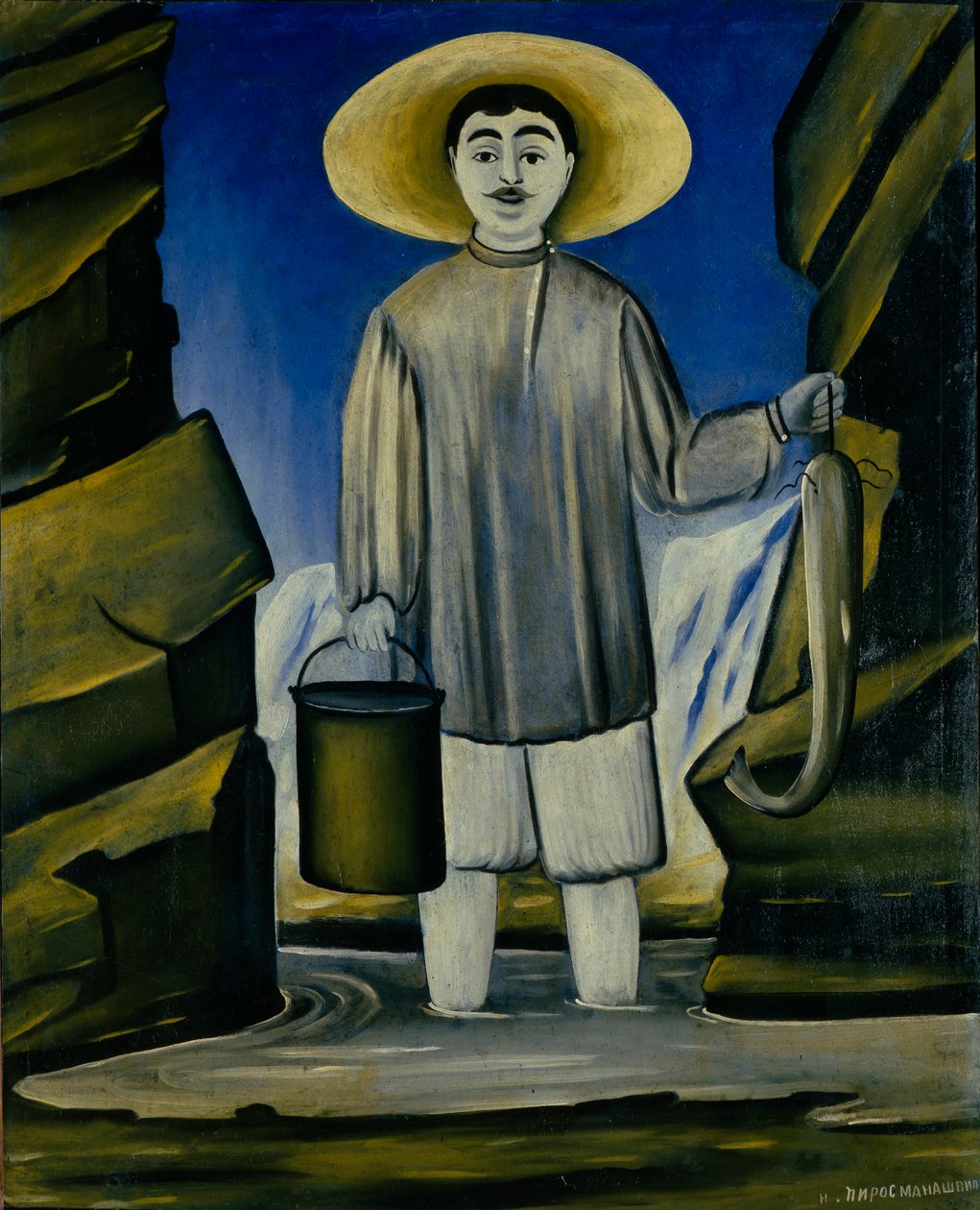 Pescador entre as rochas | Niko Pirosmani
