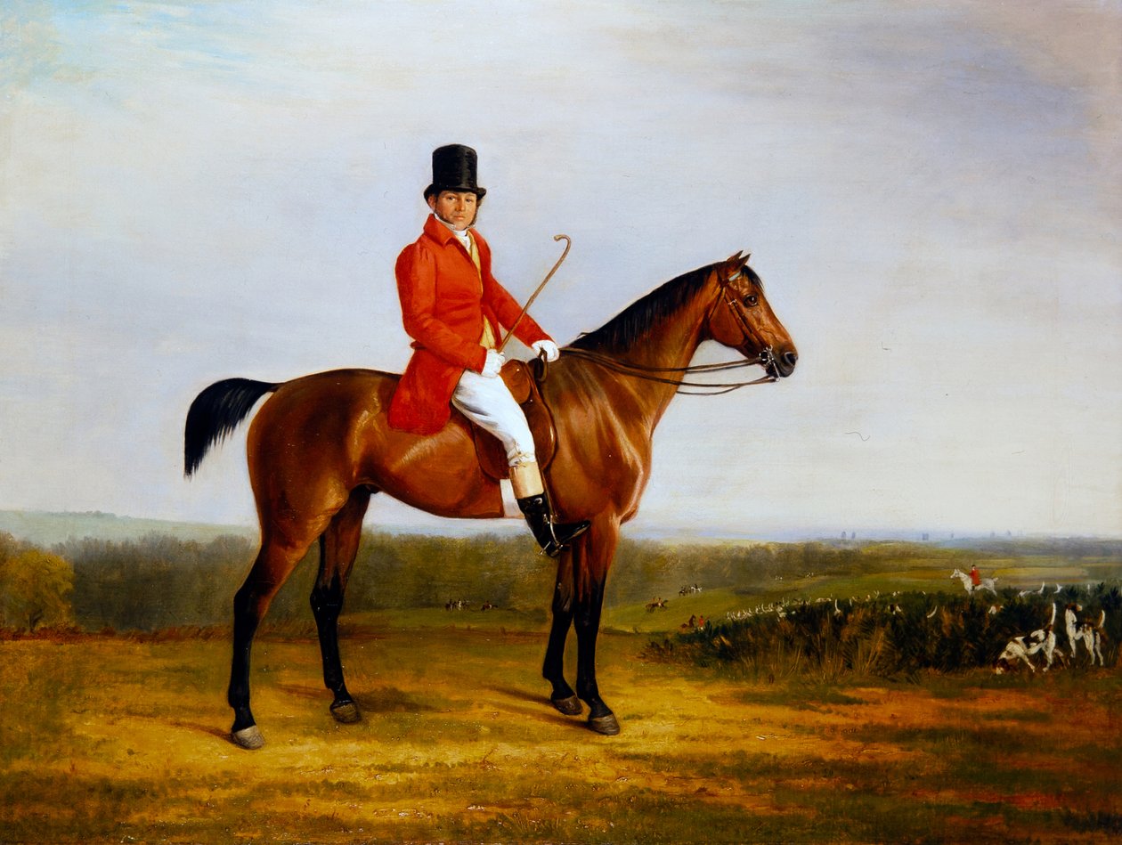 Isaac Sadler montado num caçador de louro (óleo sobre tela)