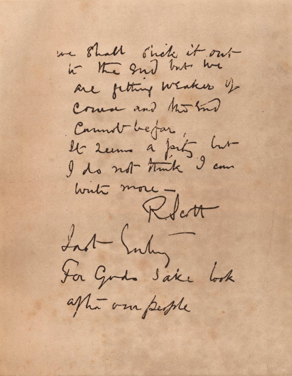 A página final do diário do capitão Scott, 1912 1935