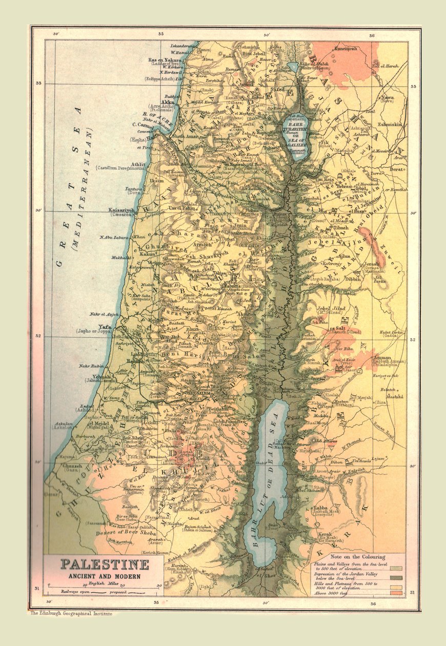 Mapa da Palestina, antigo e moderno, 1902. | Unbekannt