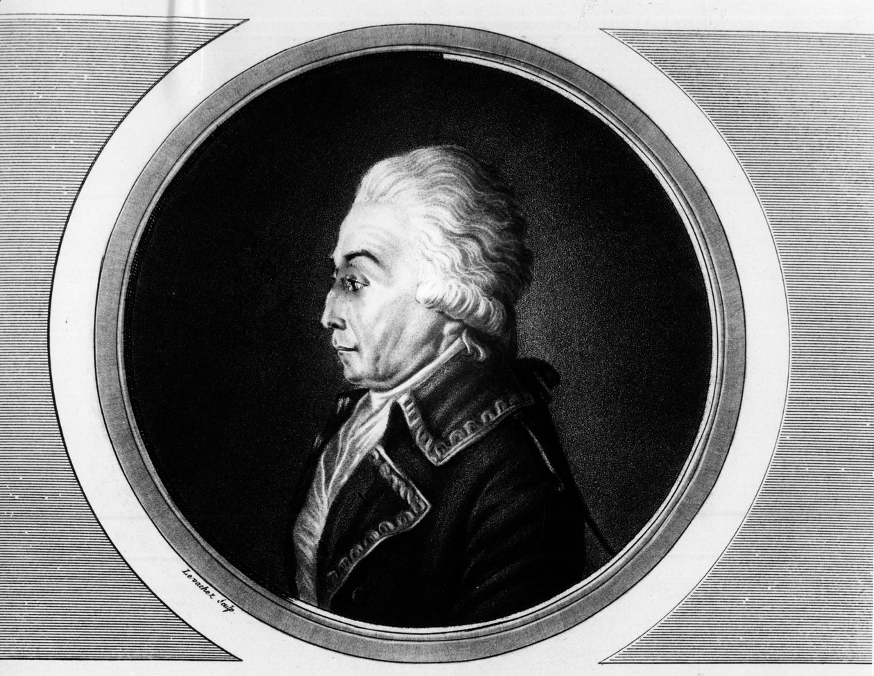 Retrato de Nicolas Luckner (1722-1794) Marechal de França. Gravura em ...