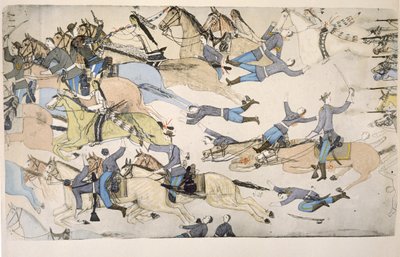 Retiro do comando do Major Marcus Reno (tinta no papel)