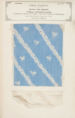 Amostra de musselina bordada Chikan de Dacca em Bengala, da Coleção dos ...