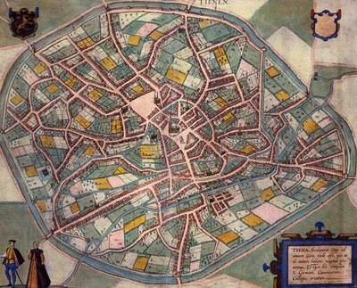 Mapa de Tienen, de 'Civitates Orbis Terrarum' de Georg Braun (1541-1622 ...