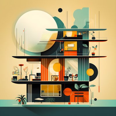 Gráficos de design moderno de meados do século 1