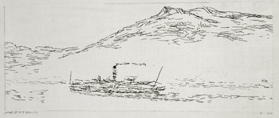 Barco a vapor no Mar de Thuner | Paul Klee | Impressão de arte