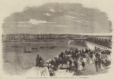 The Naval Review, o iate da rainha passando por Fort Monckton