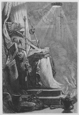 O imperador Carlos Magno em sua tumba (prova de gravura)