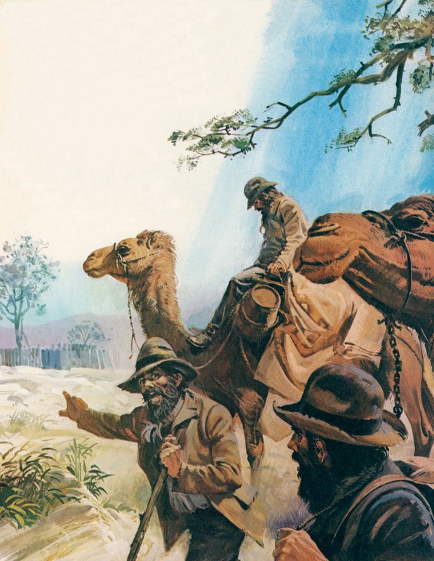 Burke e Wills (litografia a cores) | Andrew Howat